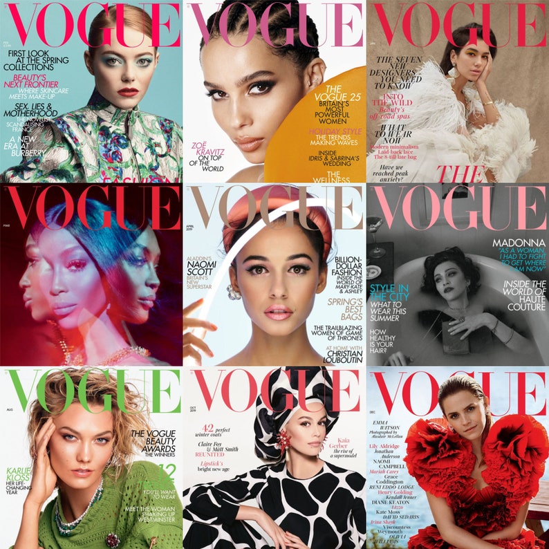 Massive British Vogue Magazine Collection Back Issues Vogue UK Magazine ...