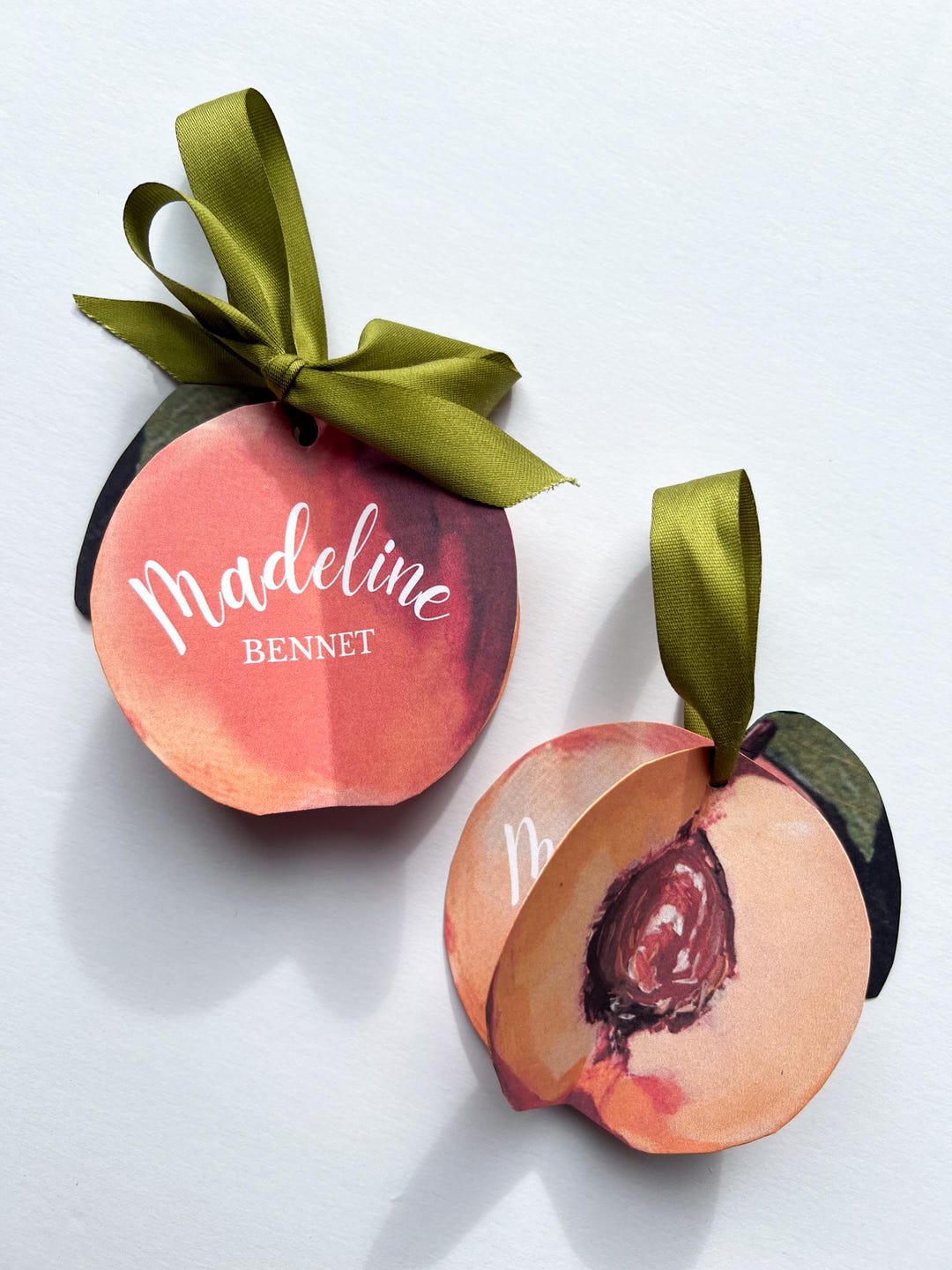 Peach Place Card: Editable Name Tag, DIY Paper Craft (digital Download ...
