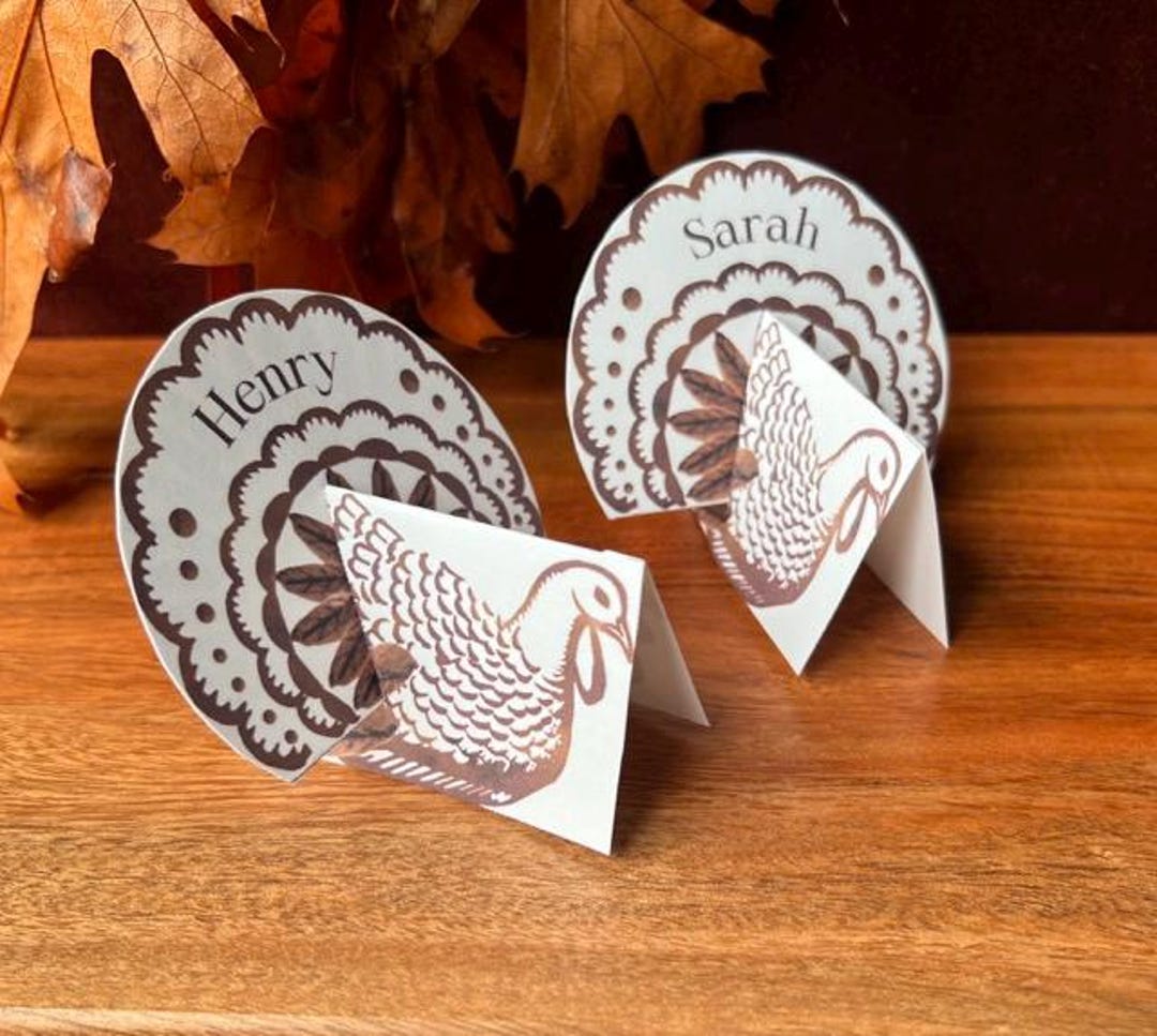 Thanksgiving Turkey Place Card: Mocha Brown, Editable Template (PDF ...