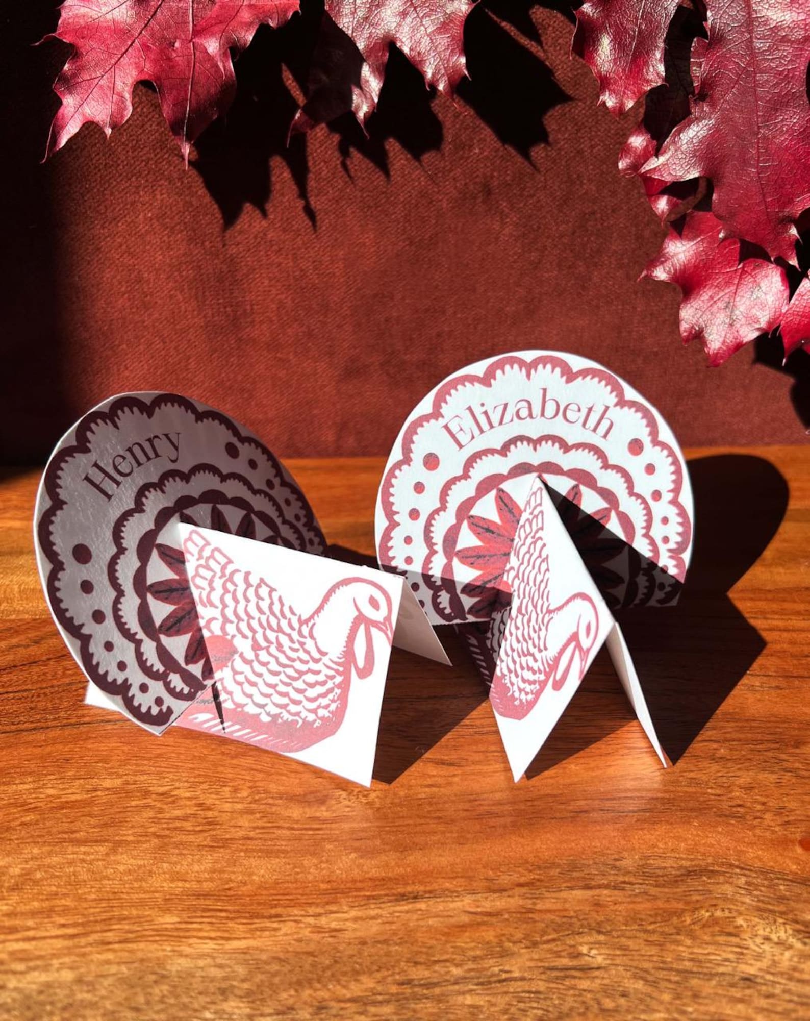 Burgundy Turkey Thanksgiving Place Card: Editable Name Card (instant ...