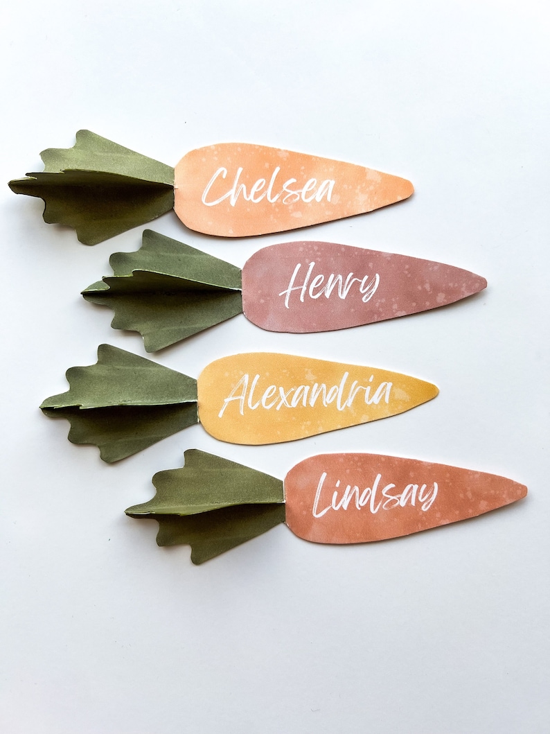 INSTANT DOWNLOAD PRINTABLE Garden Party Carrot Place Cards Name Card ...