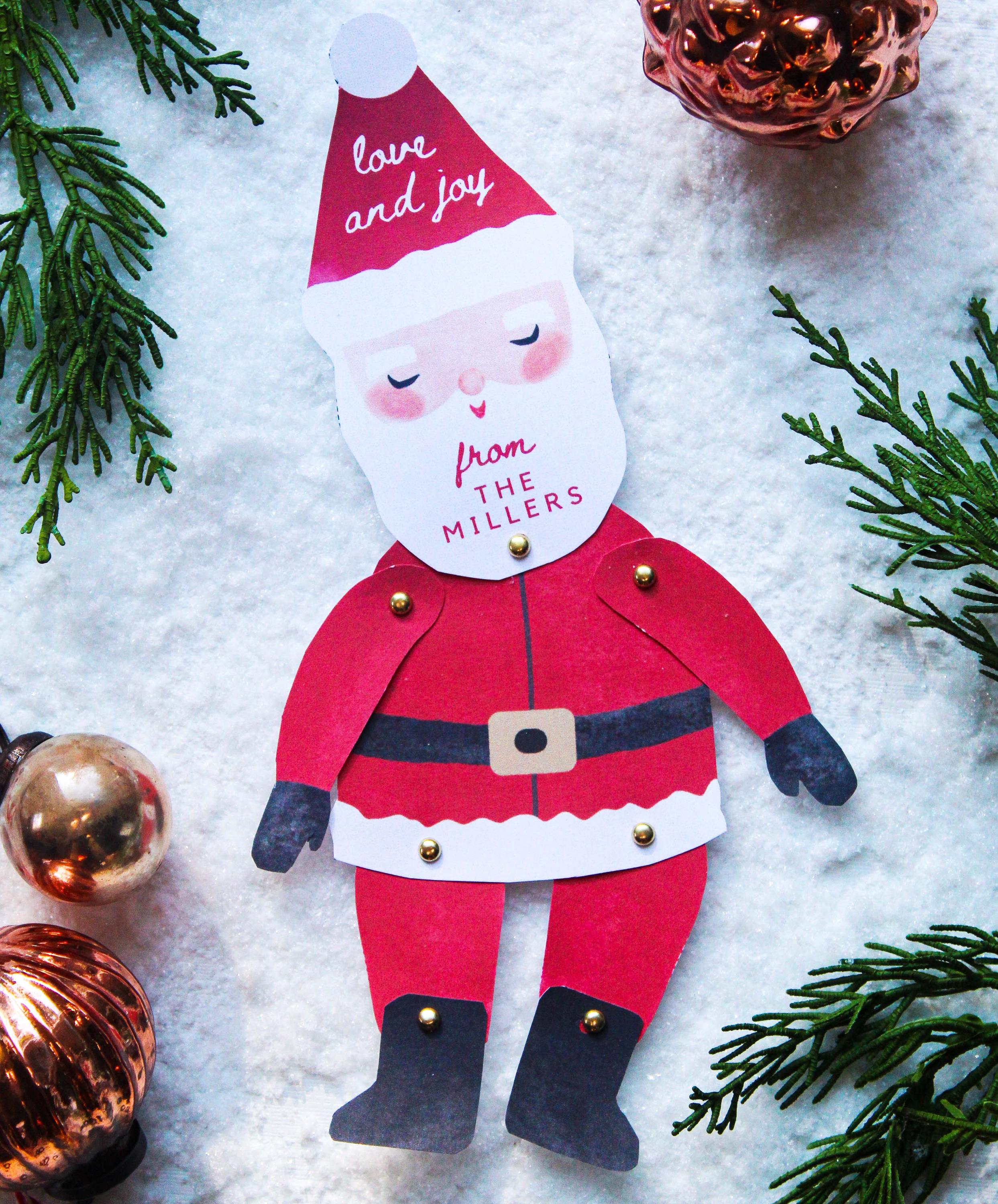 Printable Articulated Santa Gift Tag | DIY Jumping Jack Christmas Craft ...