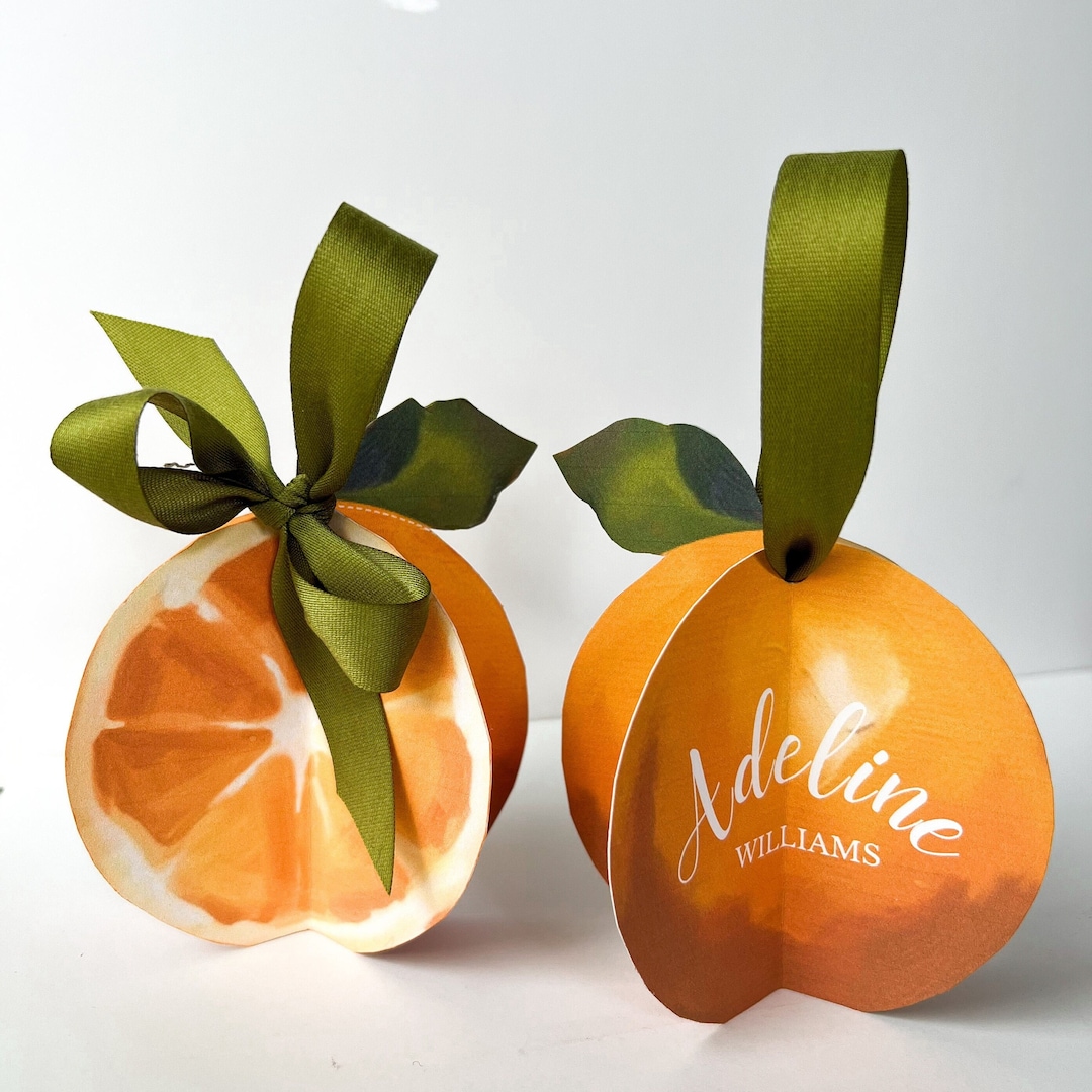 Orange Mandarin Slice Place Card: Printable DIY Party Favor (canva ...