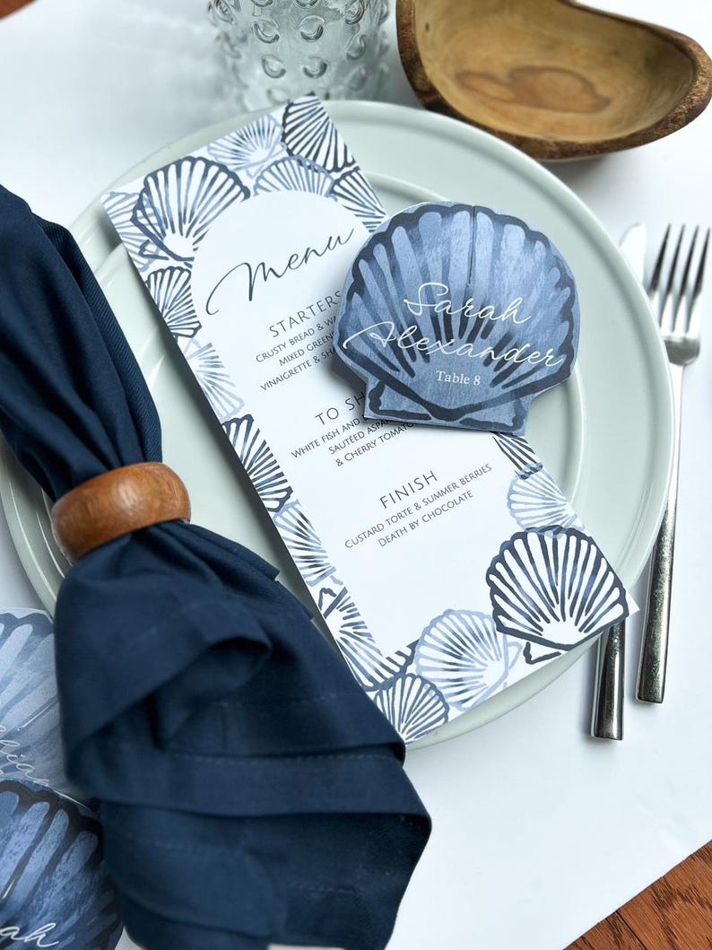 Navy Seashell Table Numbers: Coastal Wedding Decor (5x7 Printable ...