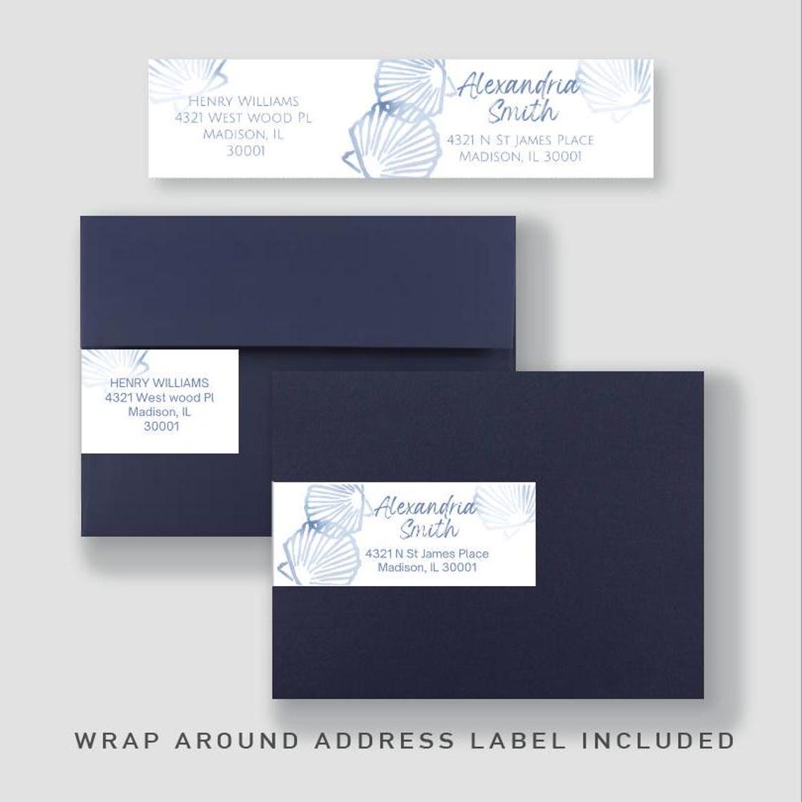 Coastal Scallop Invitation & Address Label Bundle (digital Download) - Etsy