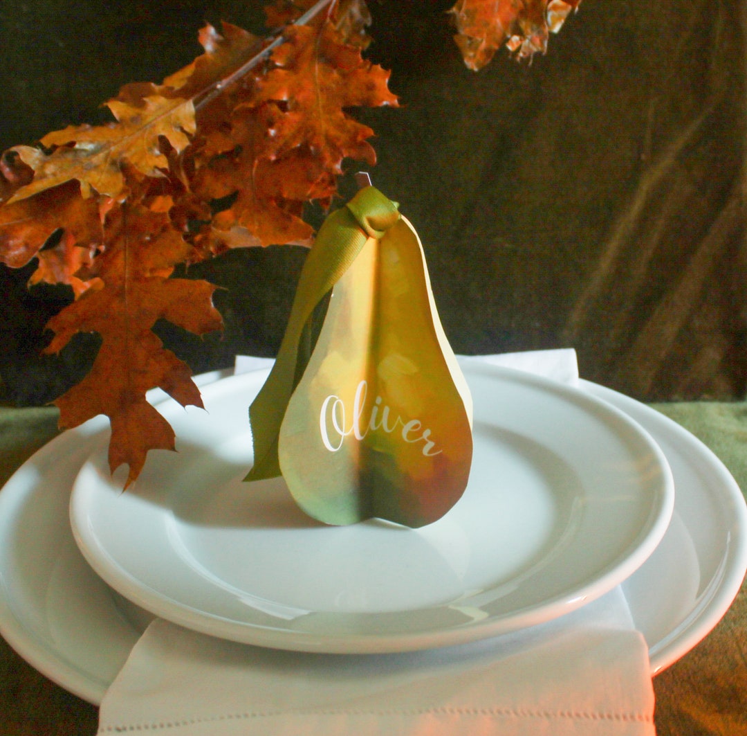 INSTANT DOWNLOAD PRINTABLE Pear Theme Place Card Orchard Wedding Fruit ...