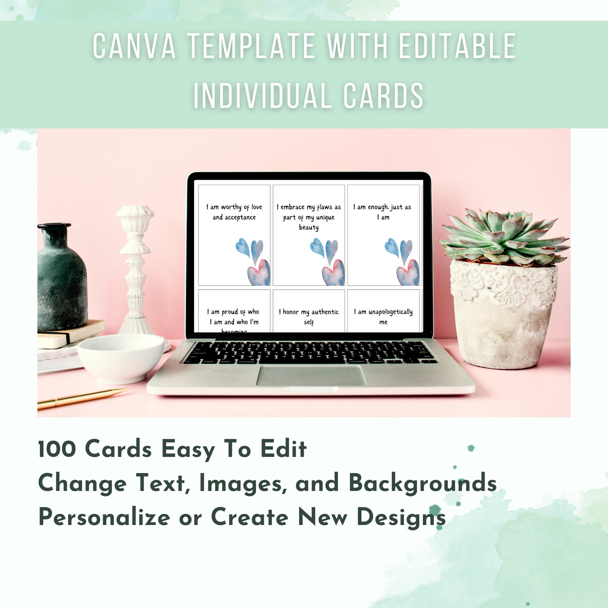 100 Positive Affirmation Cards Digital Download, Self-discovery and ...