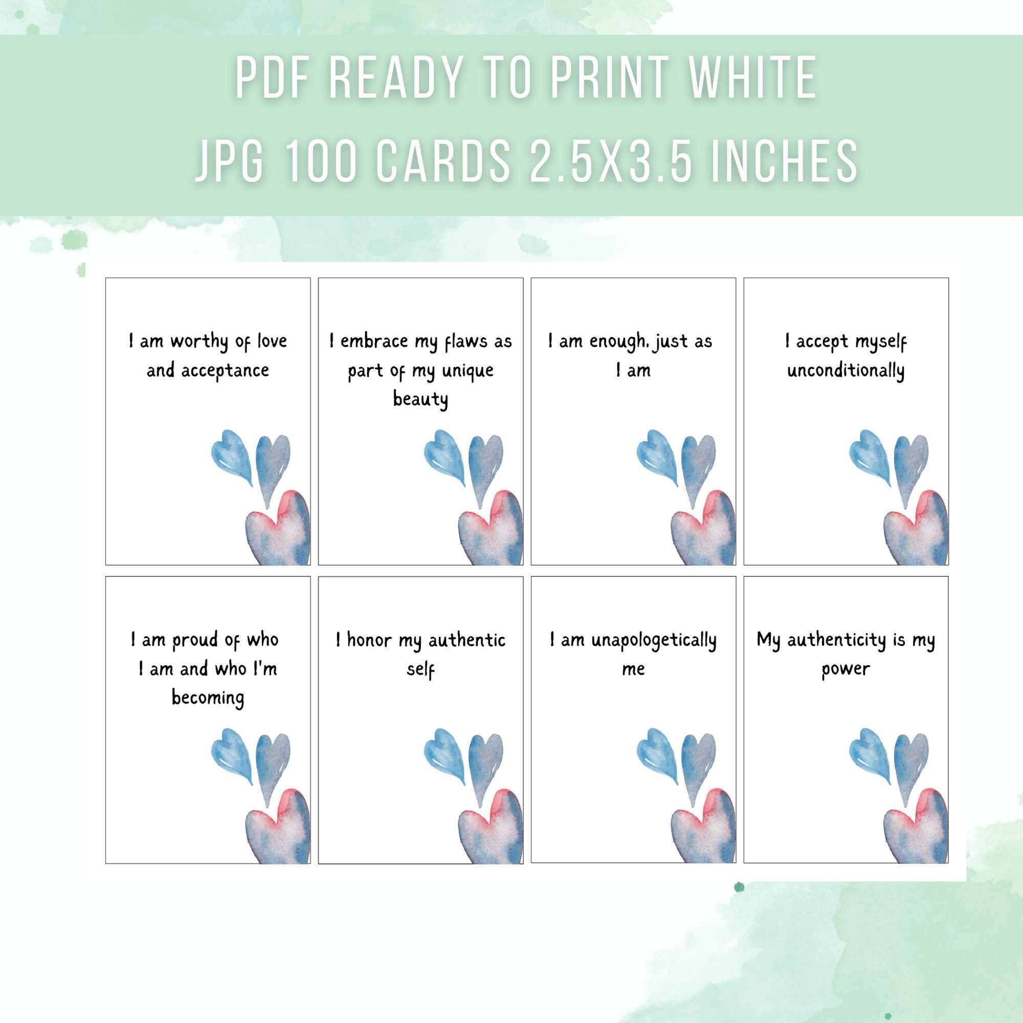 100 Positive Affirmation Cards Digital Download, Self-discovery and ...