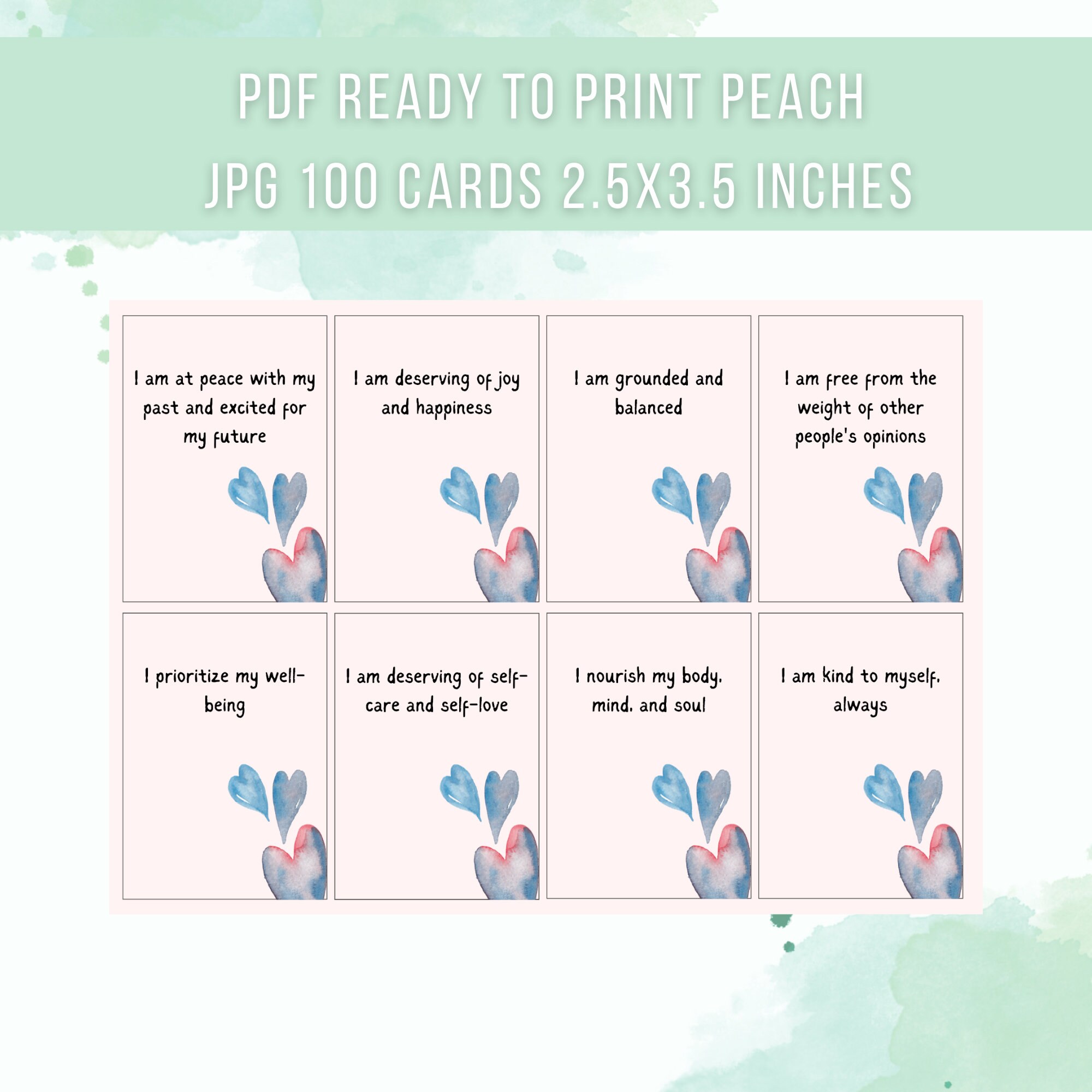 100 Positive Affirmation Cards Digital Download, Self-discovery and ...