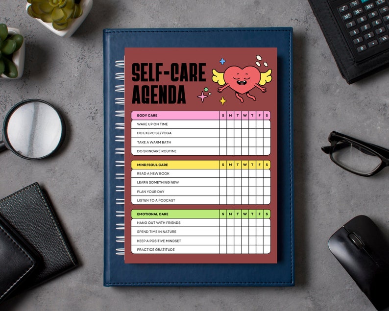 Self Care Agenda, Self Care Planner, Self Care Tracker, Printable Self ...