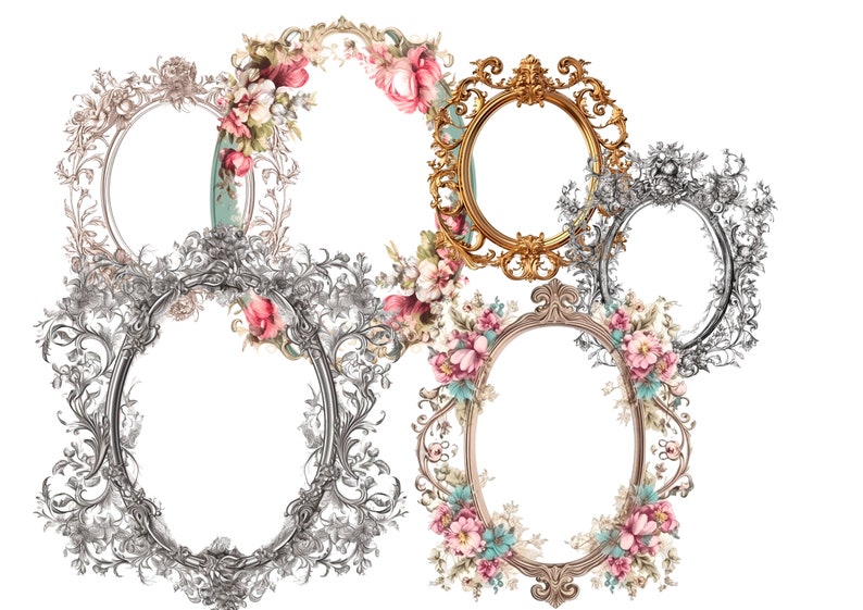 Frames Clipart - Rococo and Baroque Vintage Clip Art Graphics - Etsy