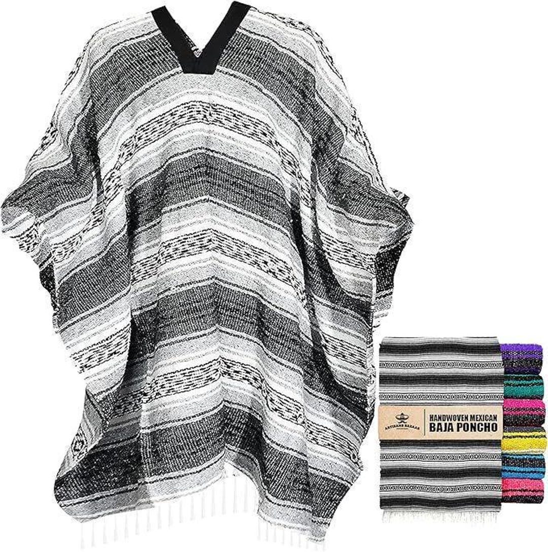 Mexican Baja Poncho Men and Women Authentic Gaban Serape Sarape Blanket ...