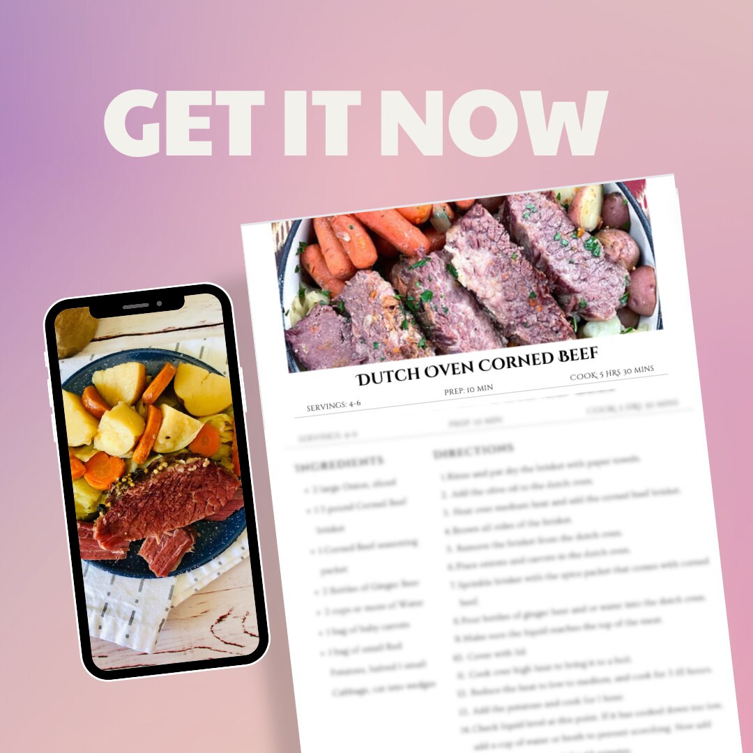 The Best Crock Pot Corned Beef and Cabbage Recipe Card - Digital ...