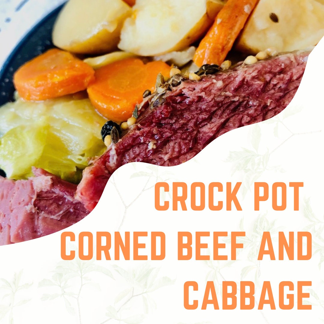 The Best Crock Pot Corned Beef and Cabbage Recipe Card - Digital ...