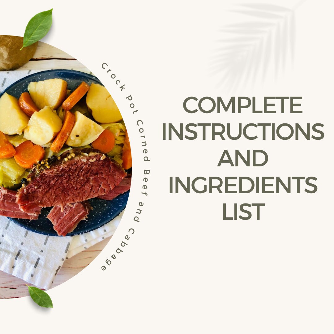 The Best Crock Pot Corned Beef and Cabbage Recipe Card - Digital ...