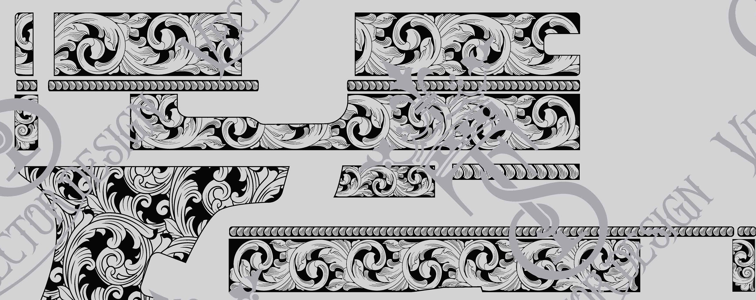 Glock 19 Gen 4 Scroll Vector Design Engraving Files,pistol Engrave ...