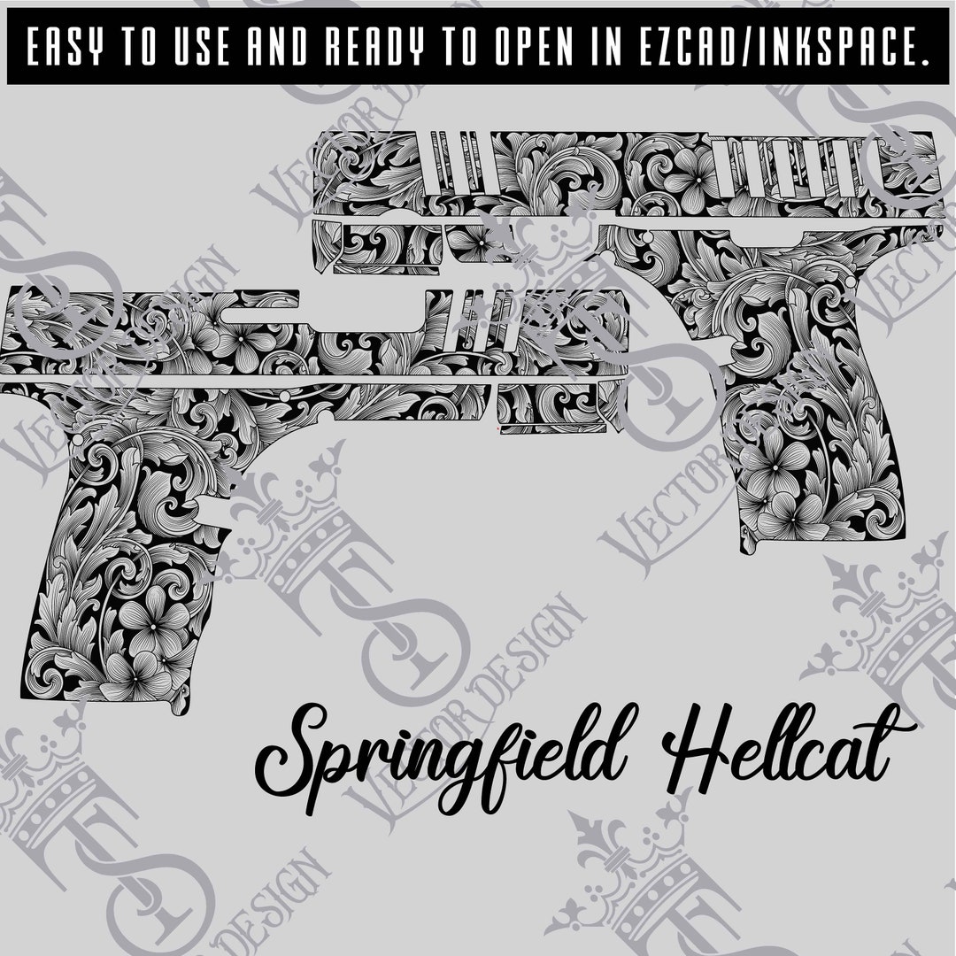 Springfield Hellcat Scroll Pattern Vector Design Engraving Files,pistol Engrave,vector ,laser ...