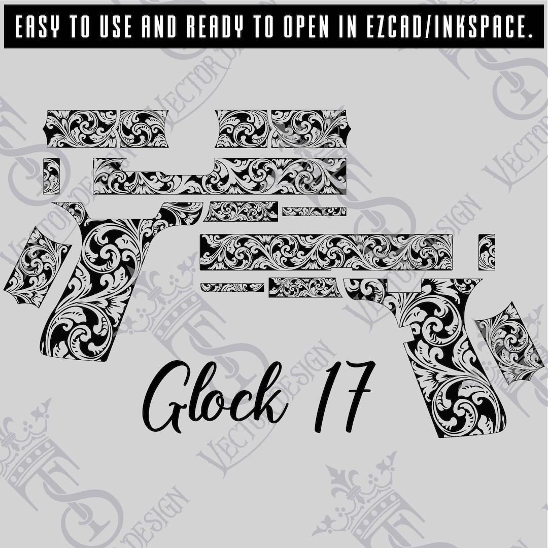 Glock 17 Scroll Vector Design Engraving Files,pistol Engrave,vector ...