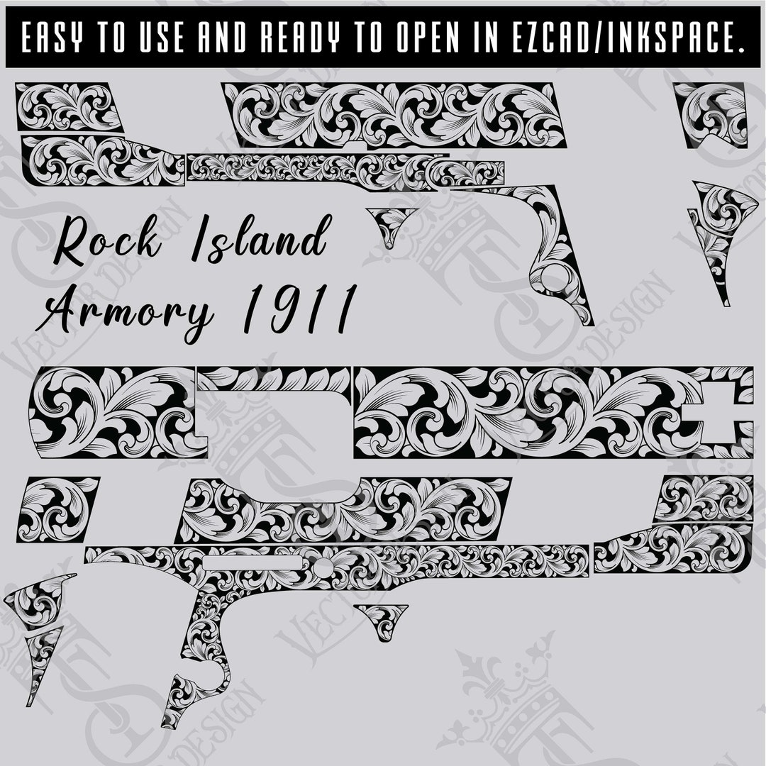 Rock Island Armory 1911 Scroll Vector Design: Laser Engraving Files ...