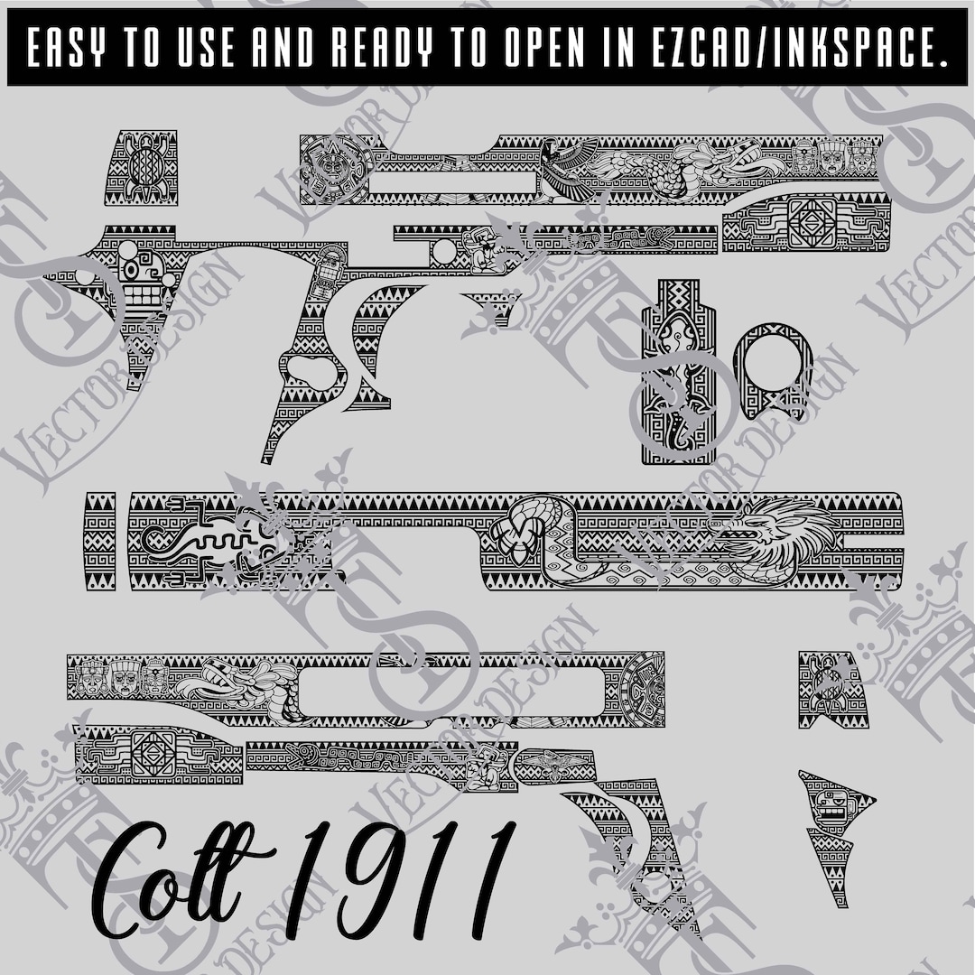 Colt 1911 Aztec Design Engraving Files,pistol Engrave,vector ,laser ...