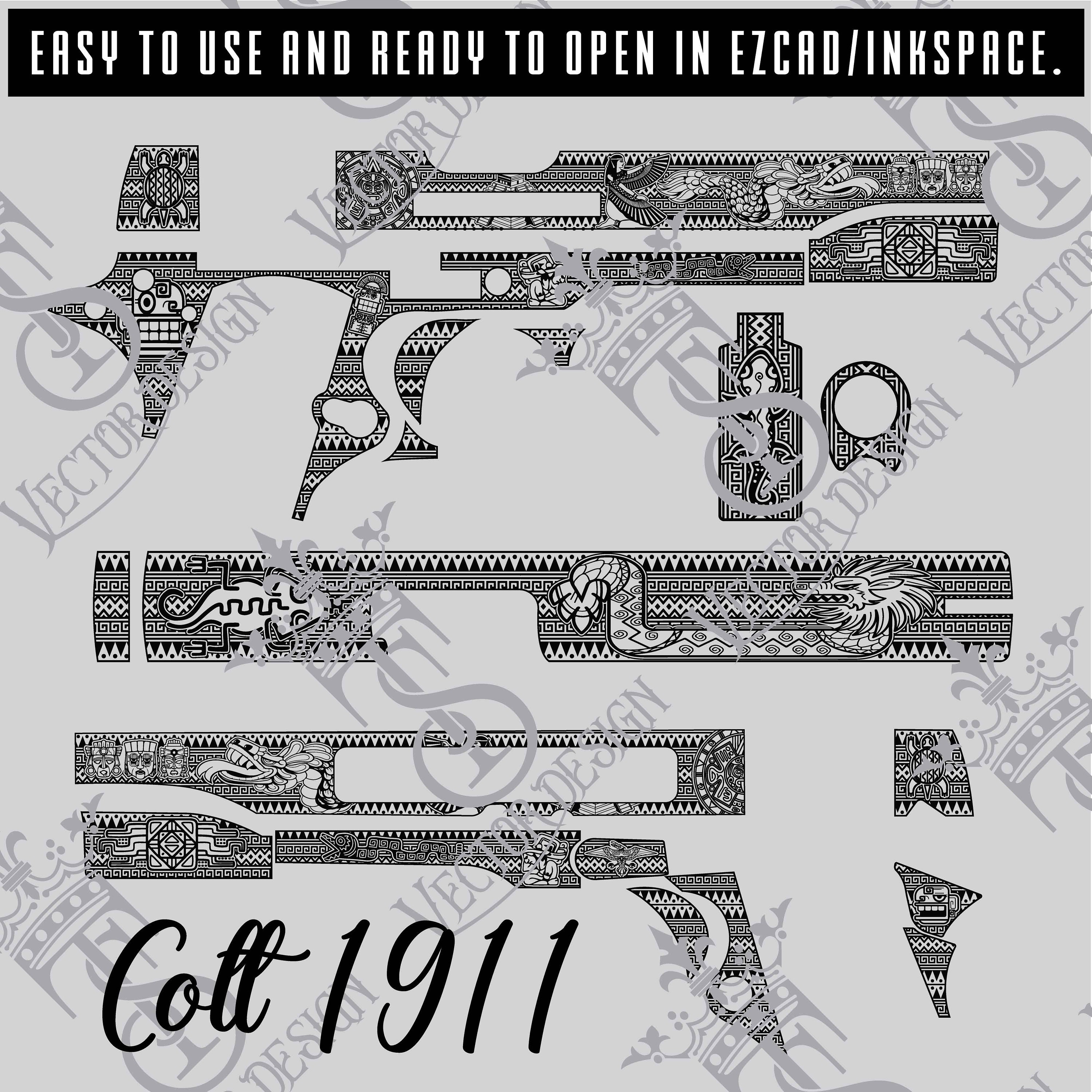 Colt 1911 Aztec Engraving Files: Laser Cut Vector Design (digital Download) - Etsy