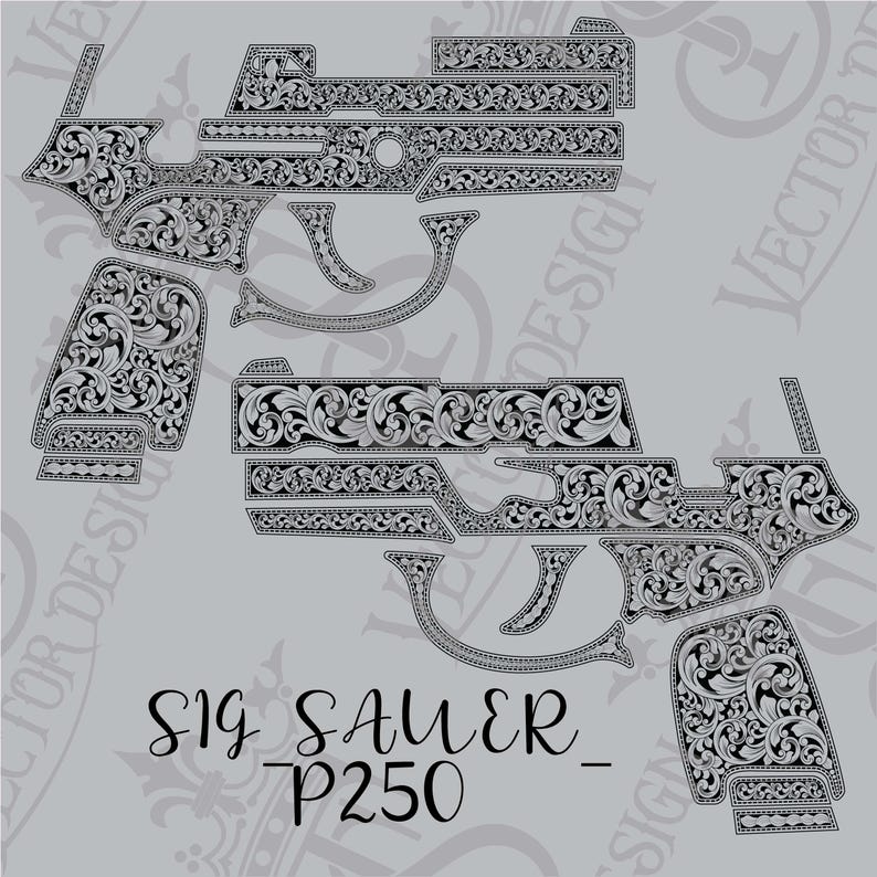 SIG Sauer P250 Scroll Vector Design Engraving Files,pistol Engrave ...