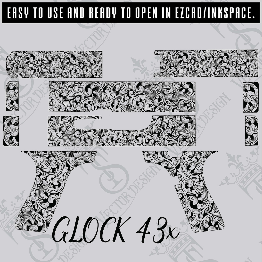 Glock 43X Scroll design Engraving Files,pistol Engrave,vector Scroll ...