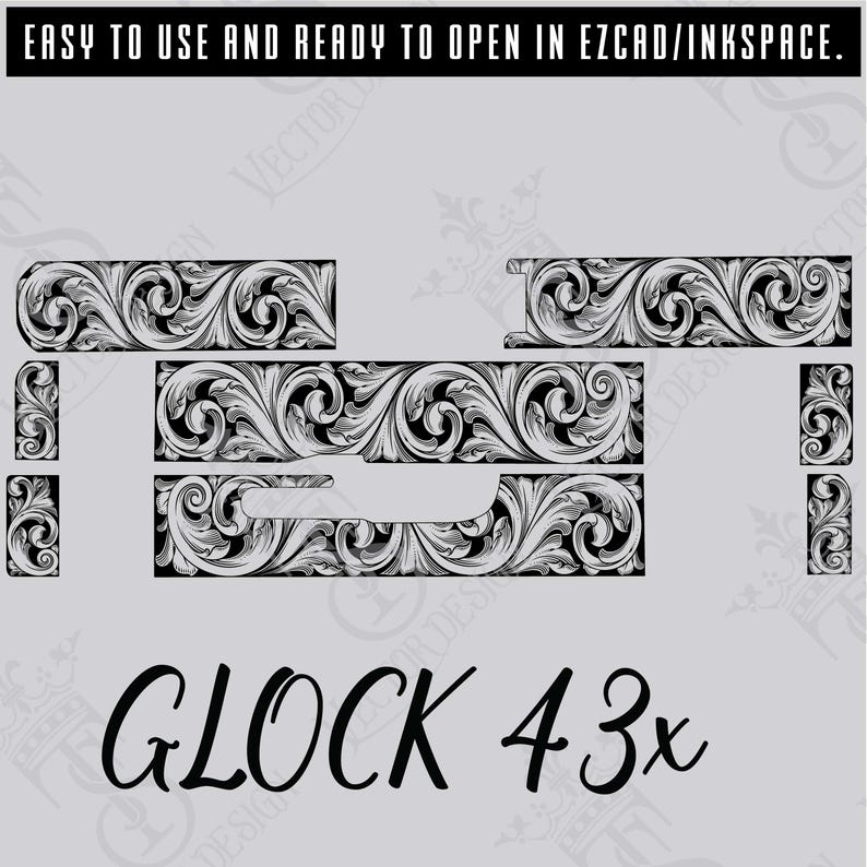 Glock 43X Scroll vector Design,laser Engraving Files,pistol Engrave ...