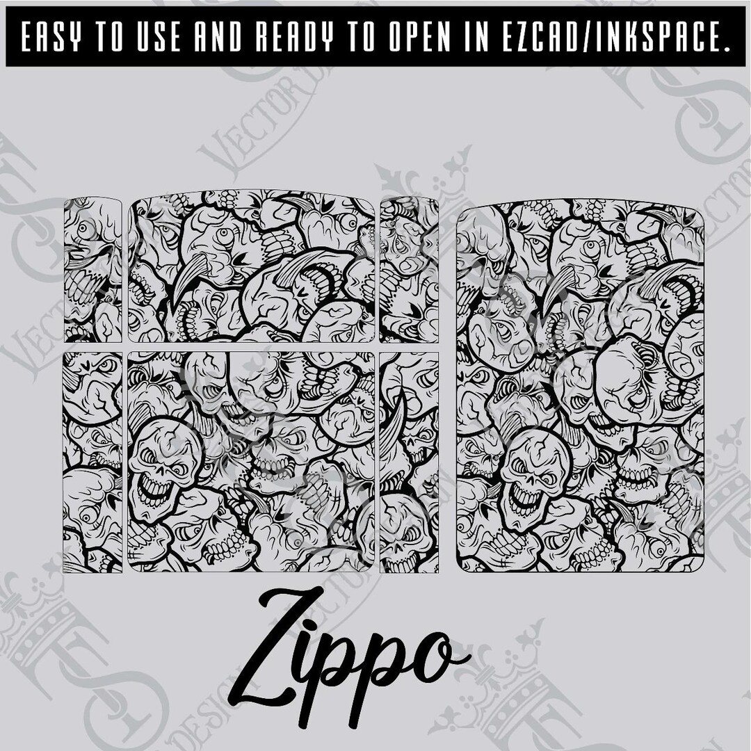 Zippo Skull Engraving Vector: Laser Cut Files (SVG/DXF/AI) - Etsy