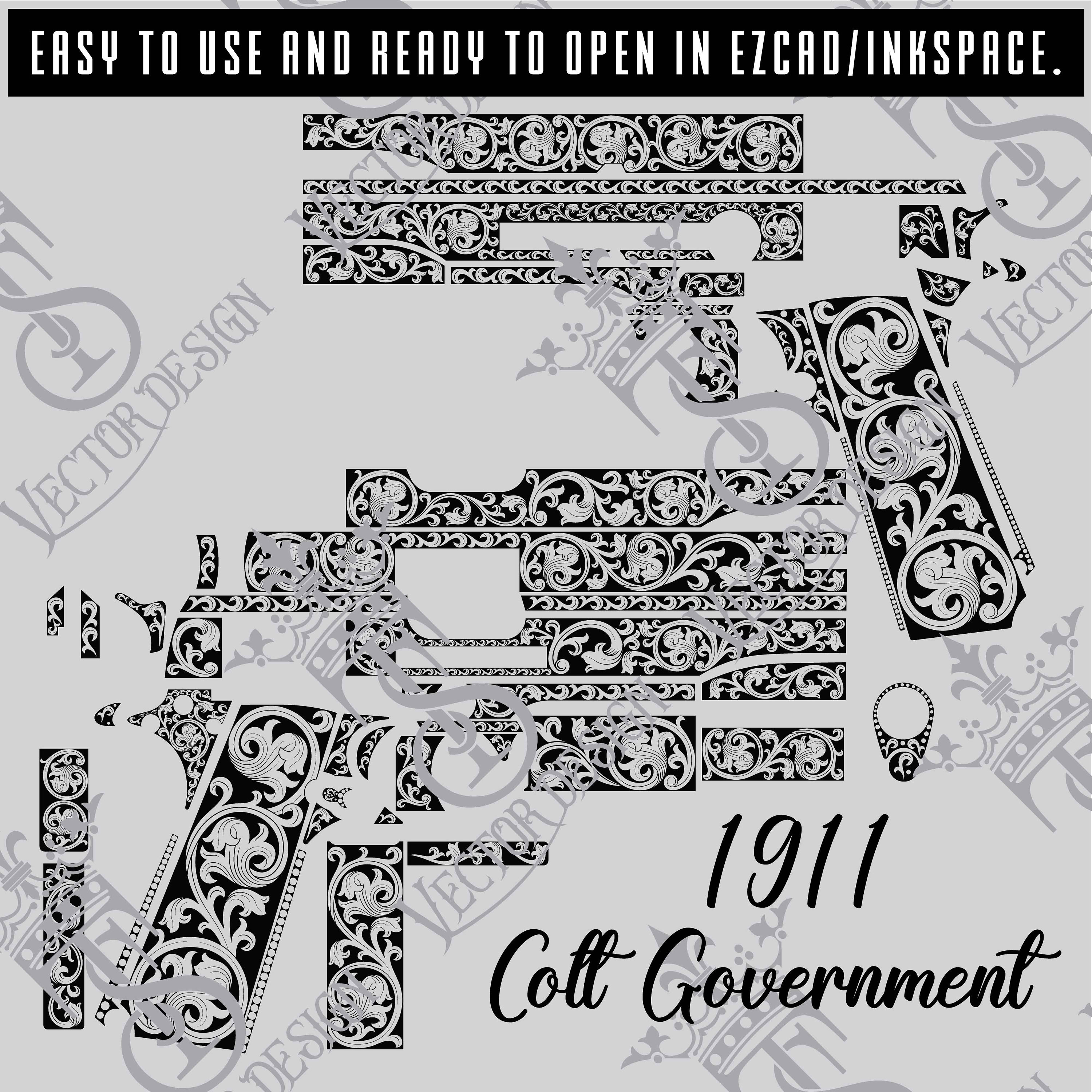 Colt 1911 Scroll Engraving Vector Design (digital Download) - Etsy