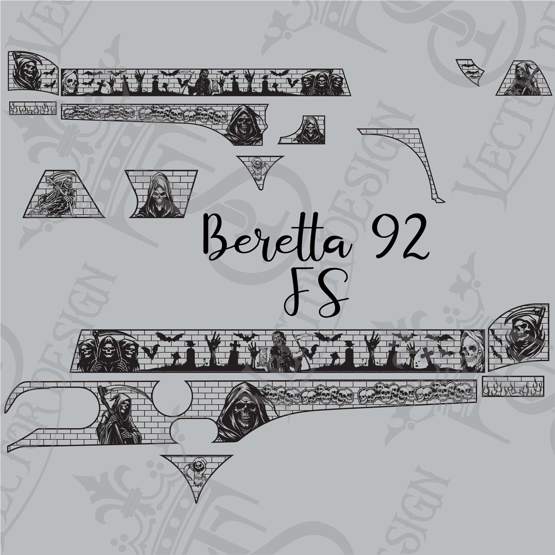 Beretta 92 FS Holy Death Grim Reaper Vector Design Engraving Files ...