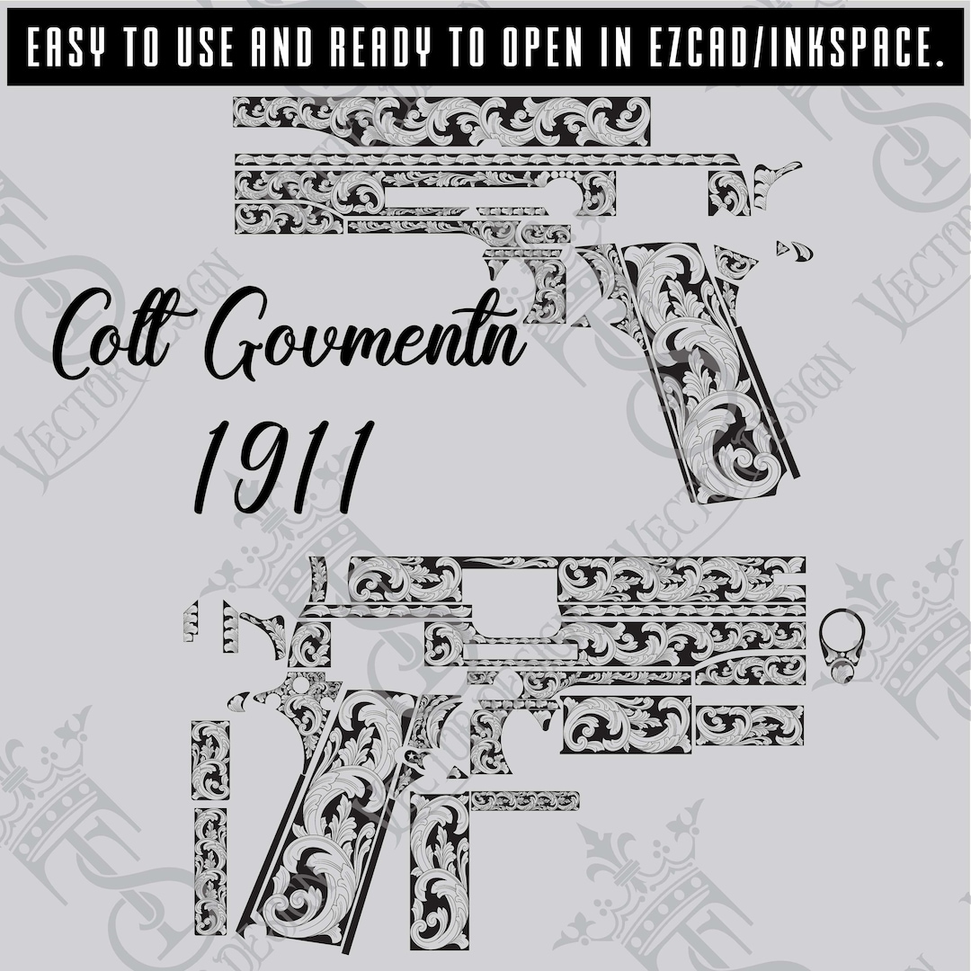 Colt Govment 1911 Scroll Vector Design Engraving Files,pistol Engrave ...