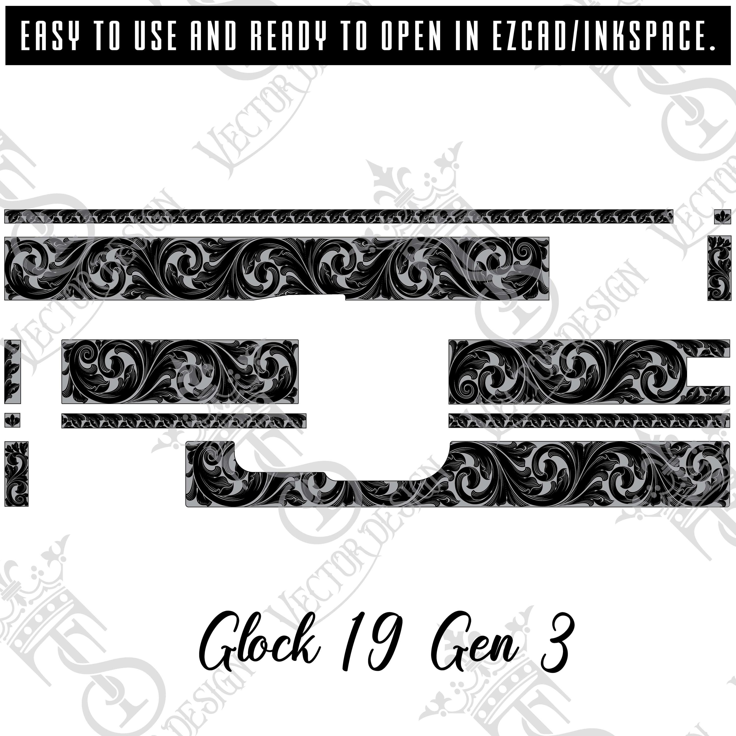 Glock 19 Gen 3 Scroll design Engraving Files,pistol Engrave,vector ...