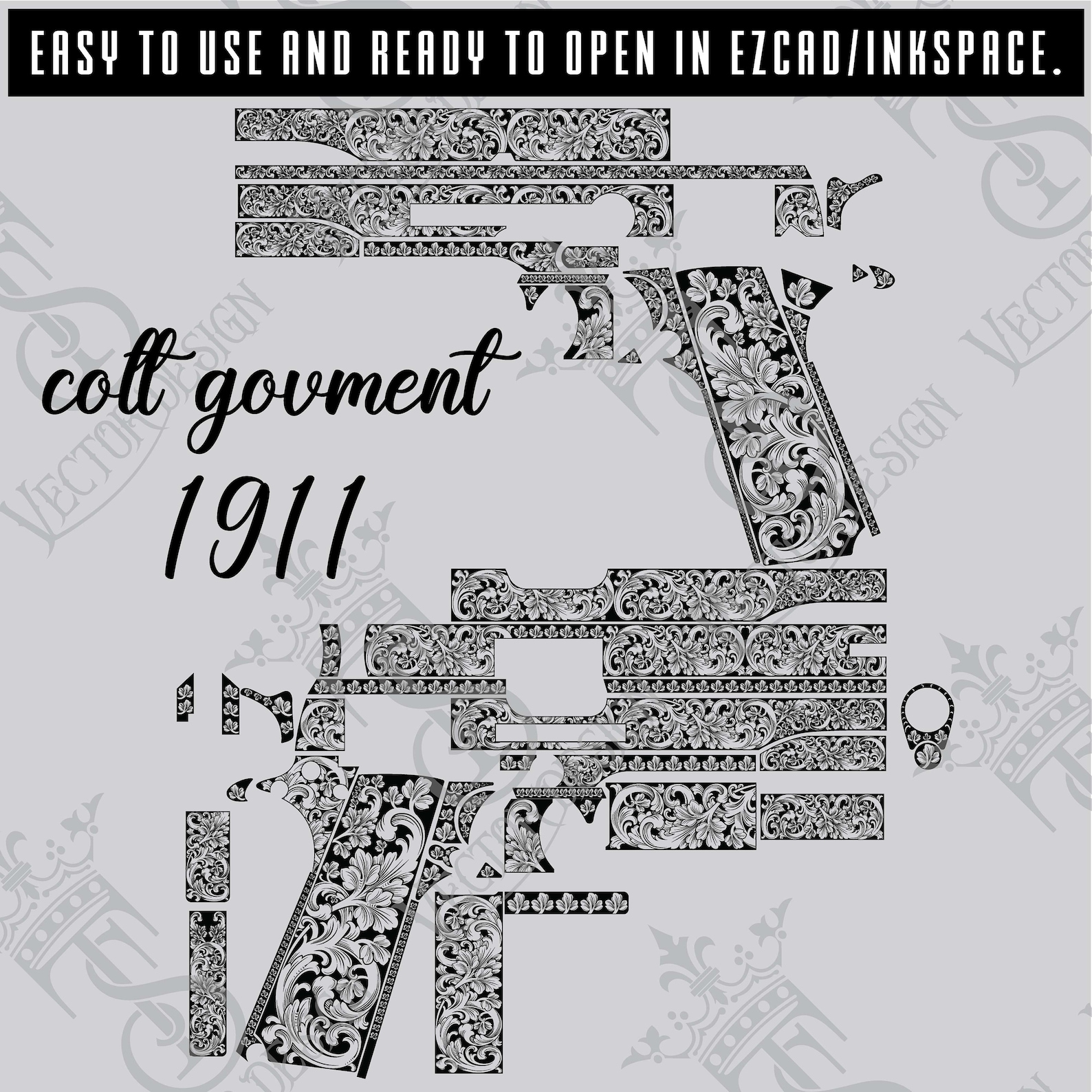 Colt 1911 Scroll Engraving Vector Design (digital Download) - Etsy