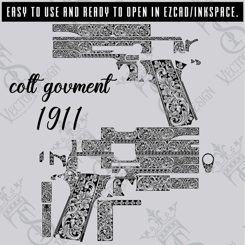Colt 1911 Scroll Engraving Vector Design (digital Download) - Etsy