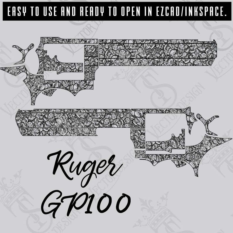 Ruger GP 100 Skull Vector Design Engraving Files,pistol Engrave,vector ...