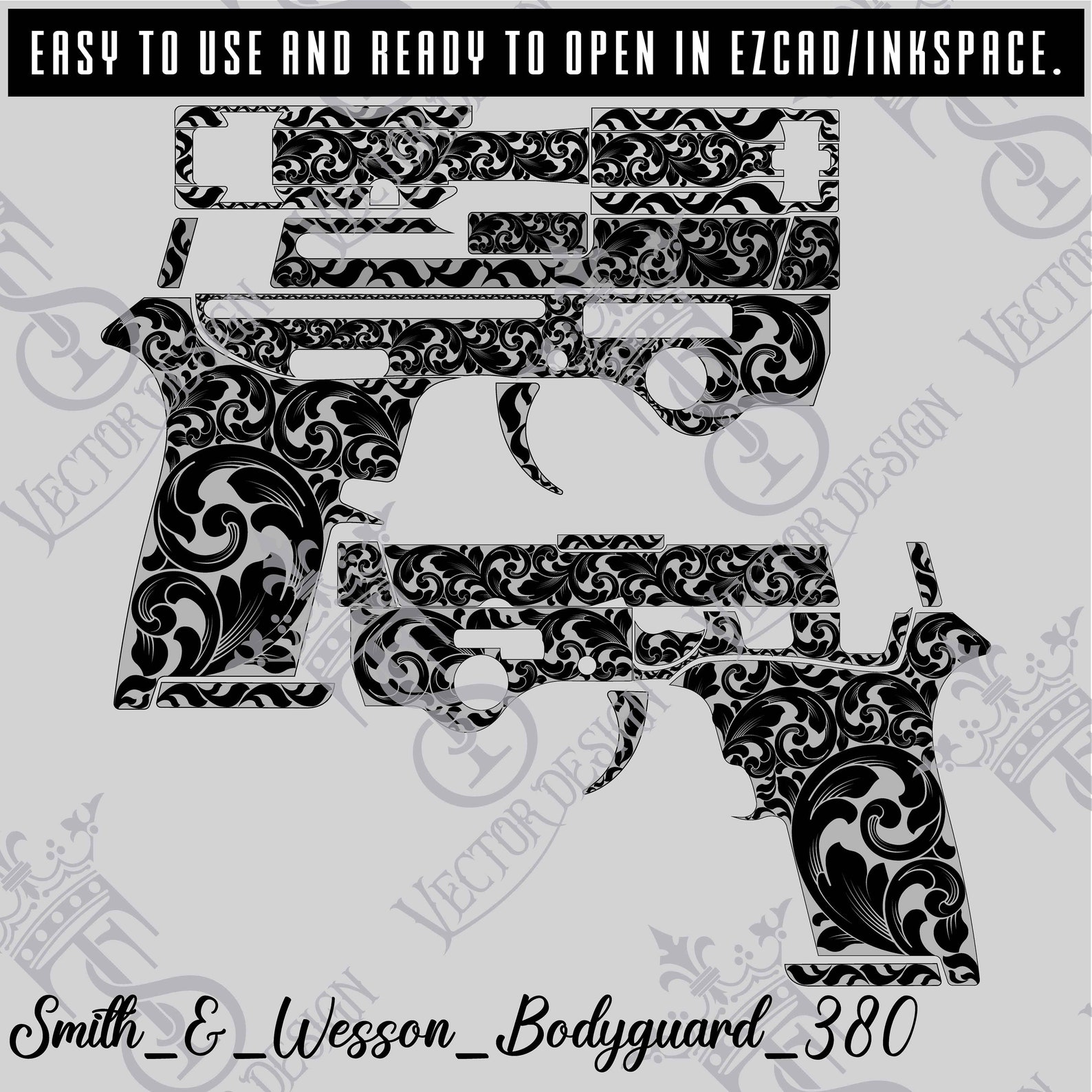 Smith_&_wesson_bodyguard_380 Scroll Vector Design Engraving Files ...