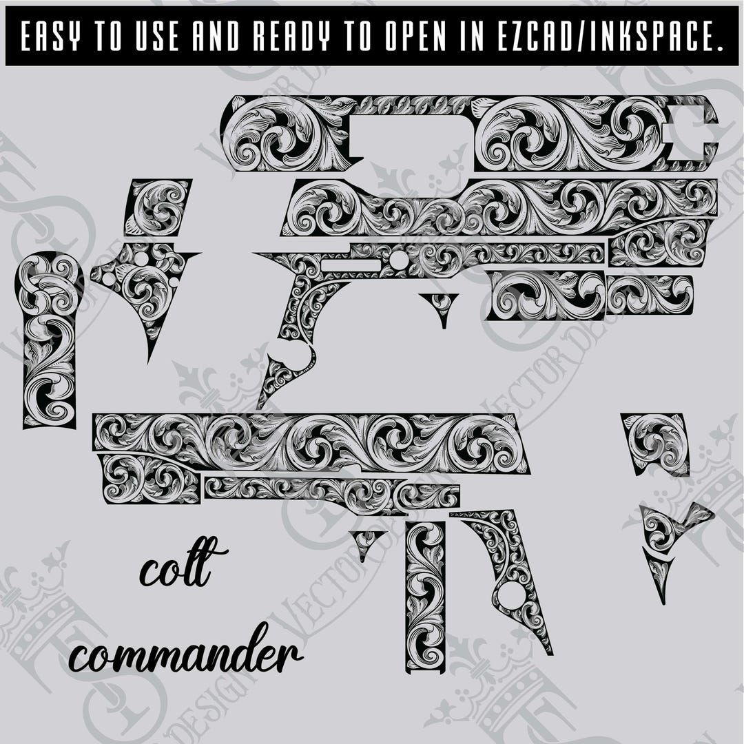 Colt Commander Automatic Caliber 45 Scroll Vector Design Engraving ...