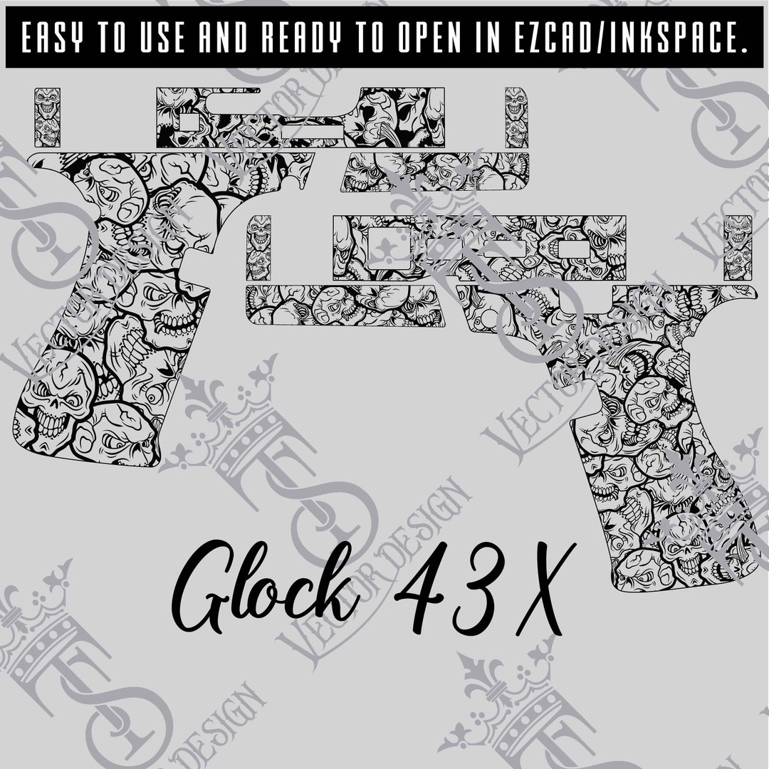 Glock 43X Skull Vector Design Engraving Files,pistol Engrave,vector ...
