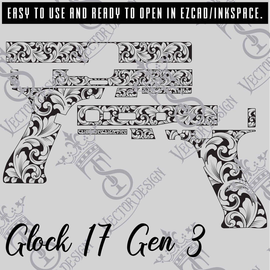 Glock 17 Gen 3 Scroll Vector Design Engraving Files,pistol Engrave ...