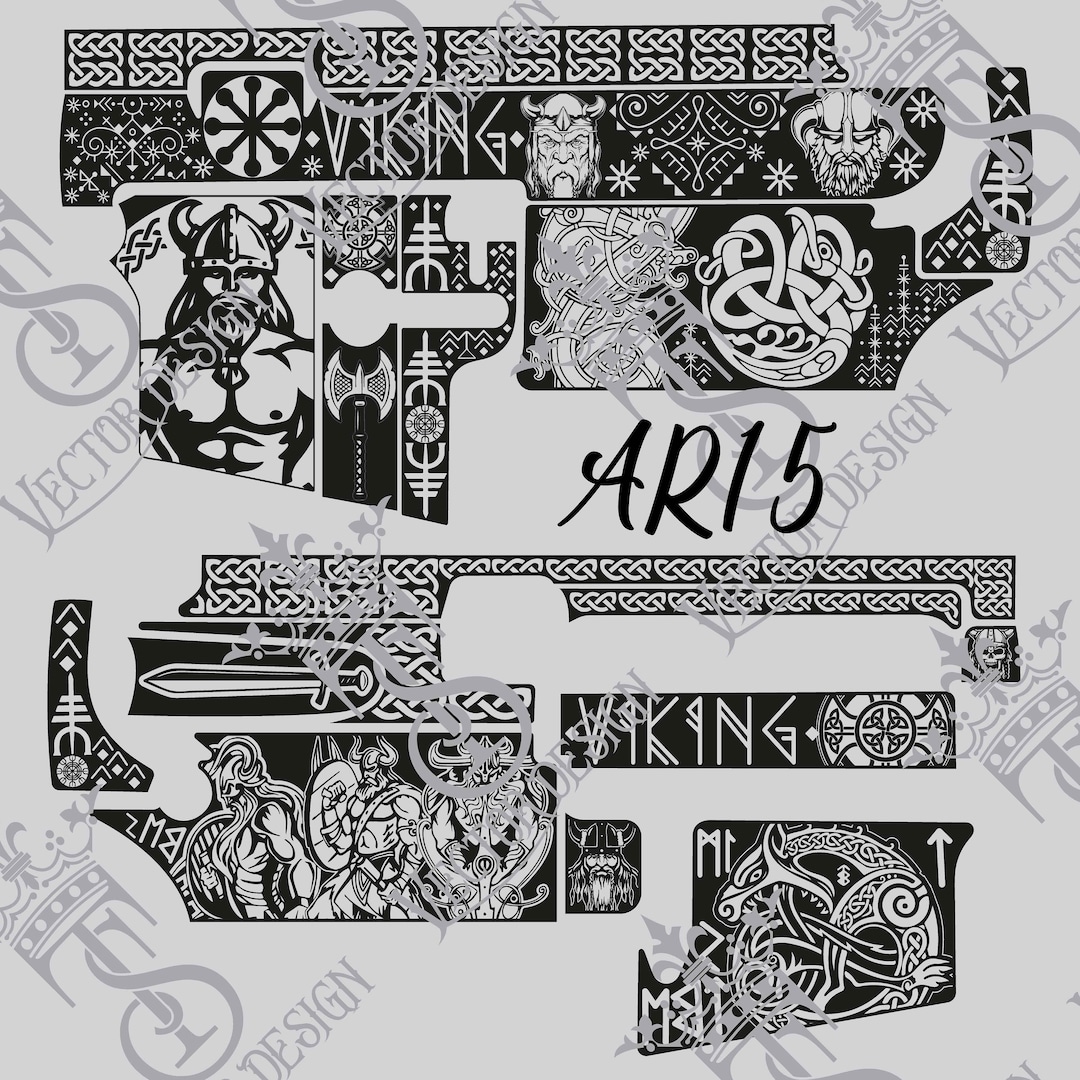 AR 15 Vking Vector Design Engraving Files,pistol Engrave,vector ,laser Engraving Svg Dxf Ai ...