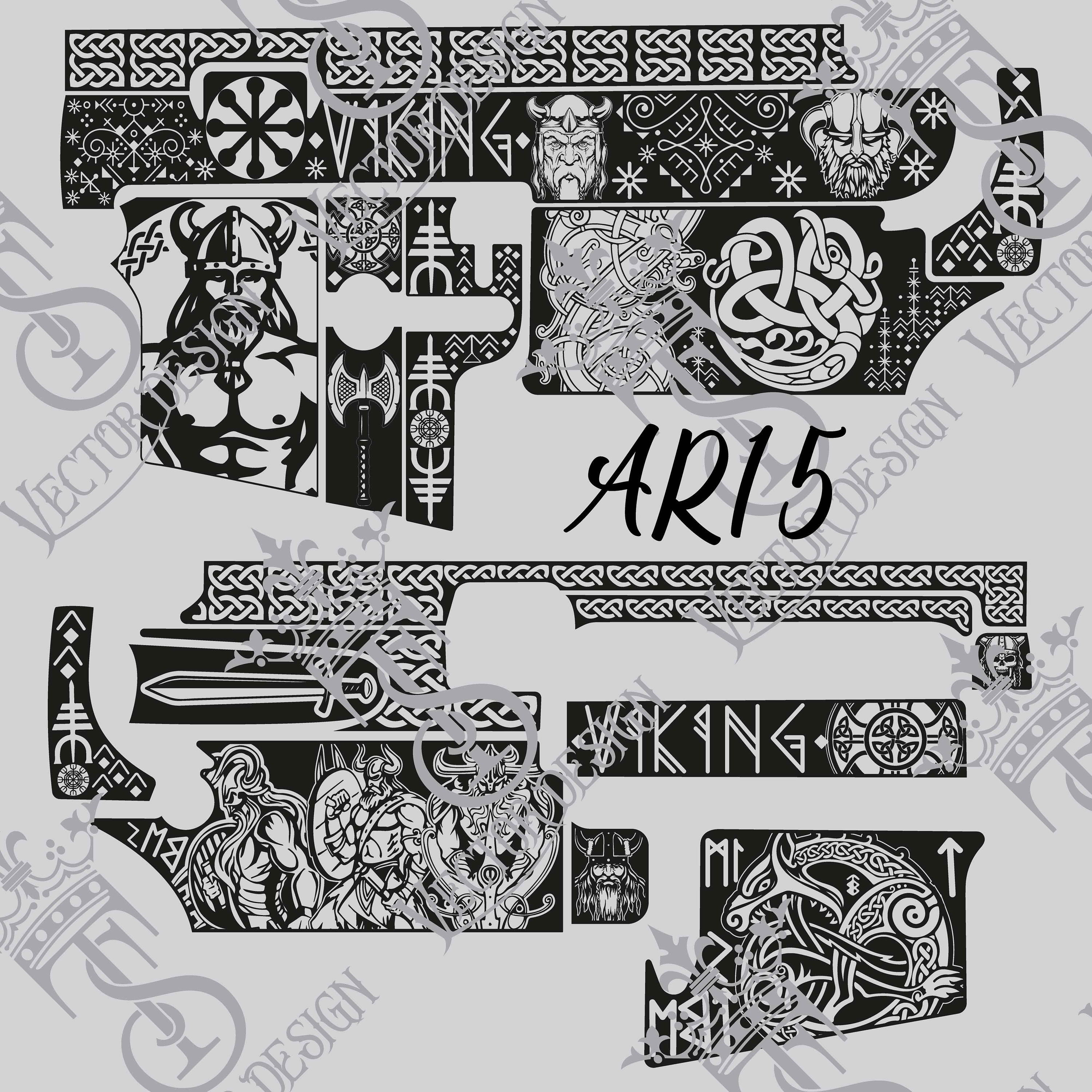 AR 15 Vking Vector Design Engraving Files,pistol Engrave,vector ,laser ...