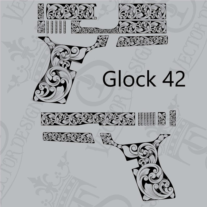 Glock 42 Scroll Vector Design Engraving Files,pistol Engrave,vector ...