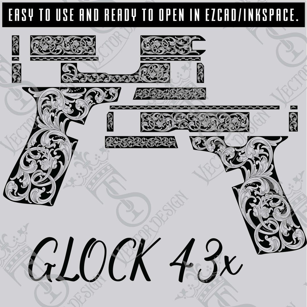 Glock 43X Scroll Vector Design Engraving Files,pistol Engrave,vector ...