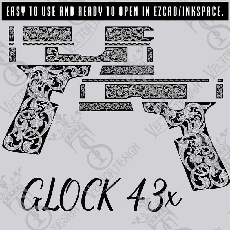 Glock 43X Scroll Vector Design Engraving Files,pistol Engrave,vector ...