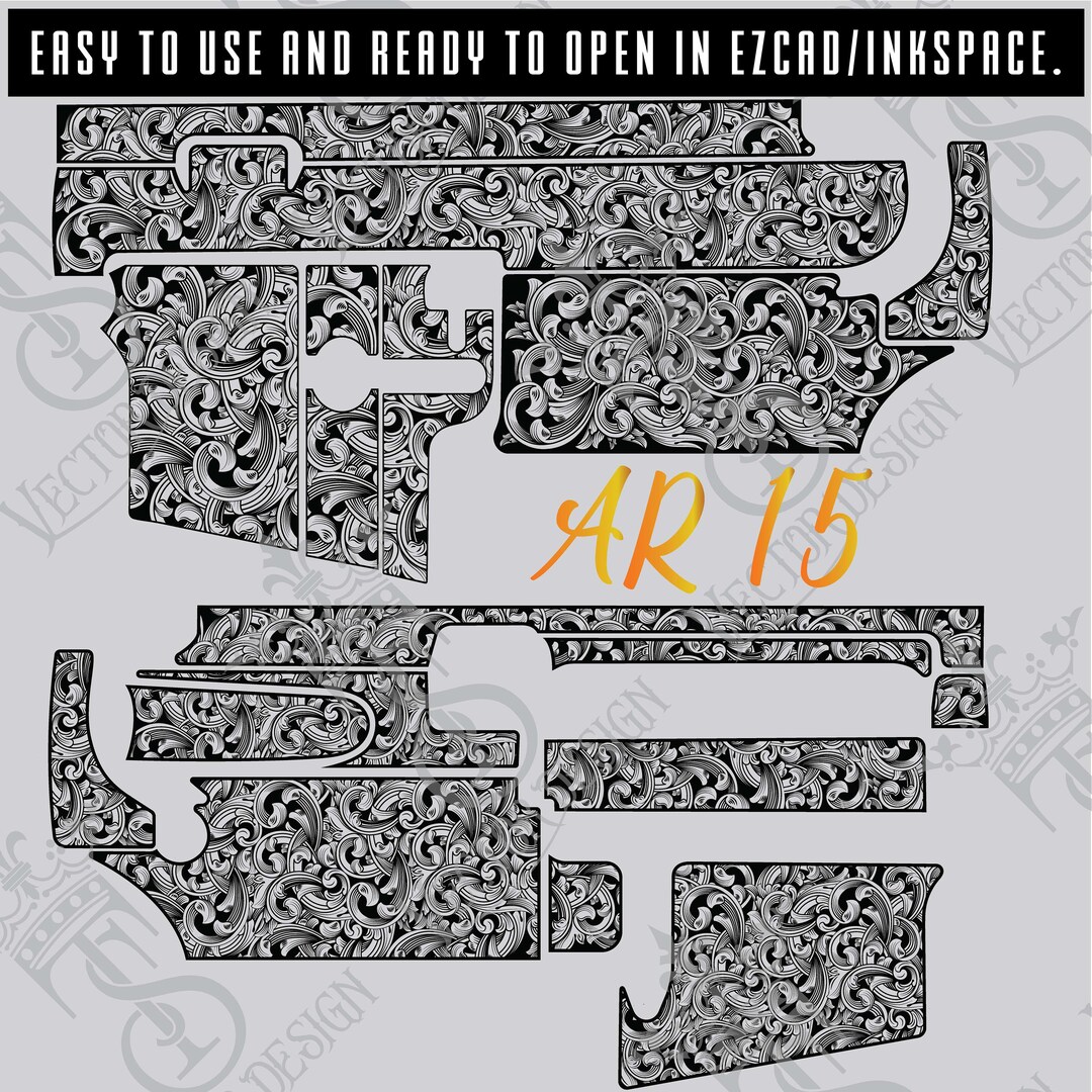 AR 15 Scroll Vector Design Engraving Files,pistol Engrave,vector ,laser ...