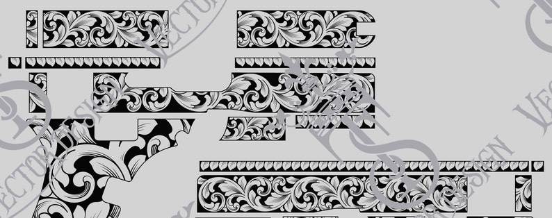 Glock 19x Scroll Vector Design Engraving Files,pistol Engrave,vector ...
