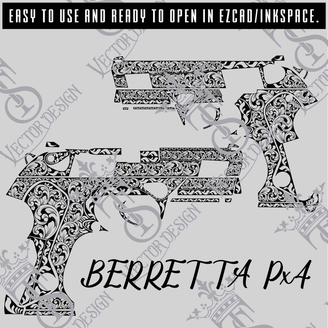 BERRETTA Px4 Scroll Vector Design Engraving Files,pistol Engrave,vector ...