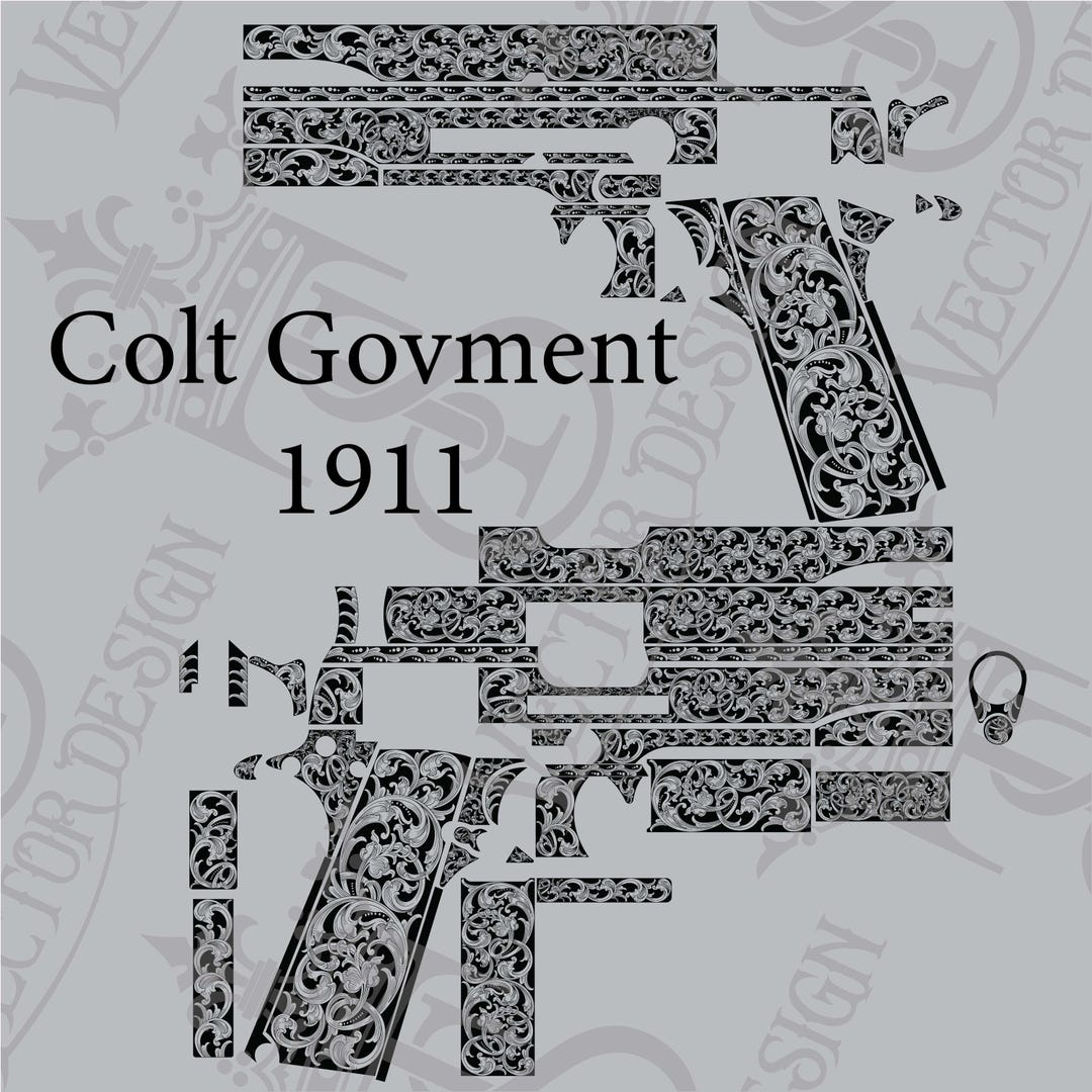 Colt 1911 Scroll Engraving Vector Design: Laser Cut Files (digital ...
