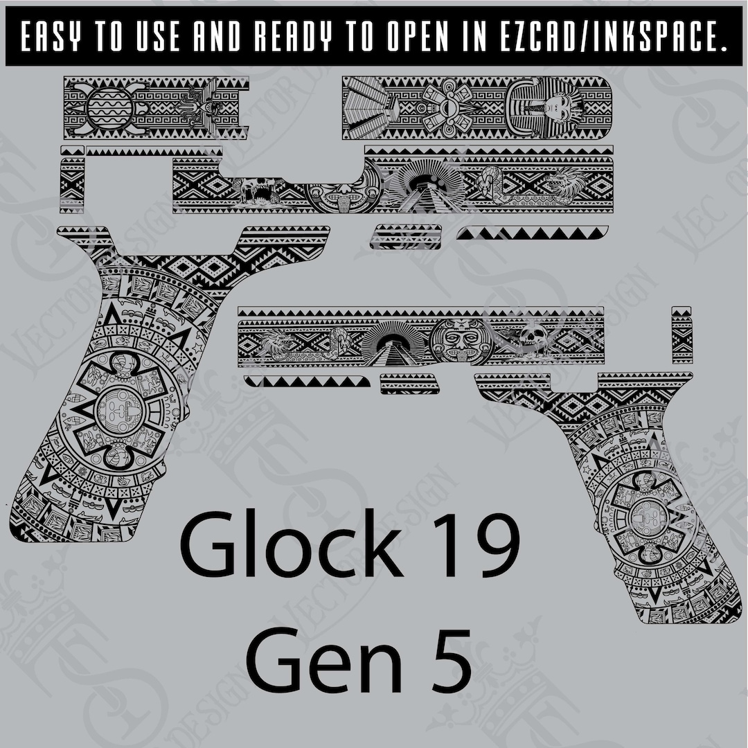 Glock 19 Gen 5 Aztec Vector design Engraving Files,pistol Engrave ...
